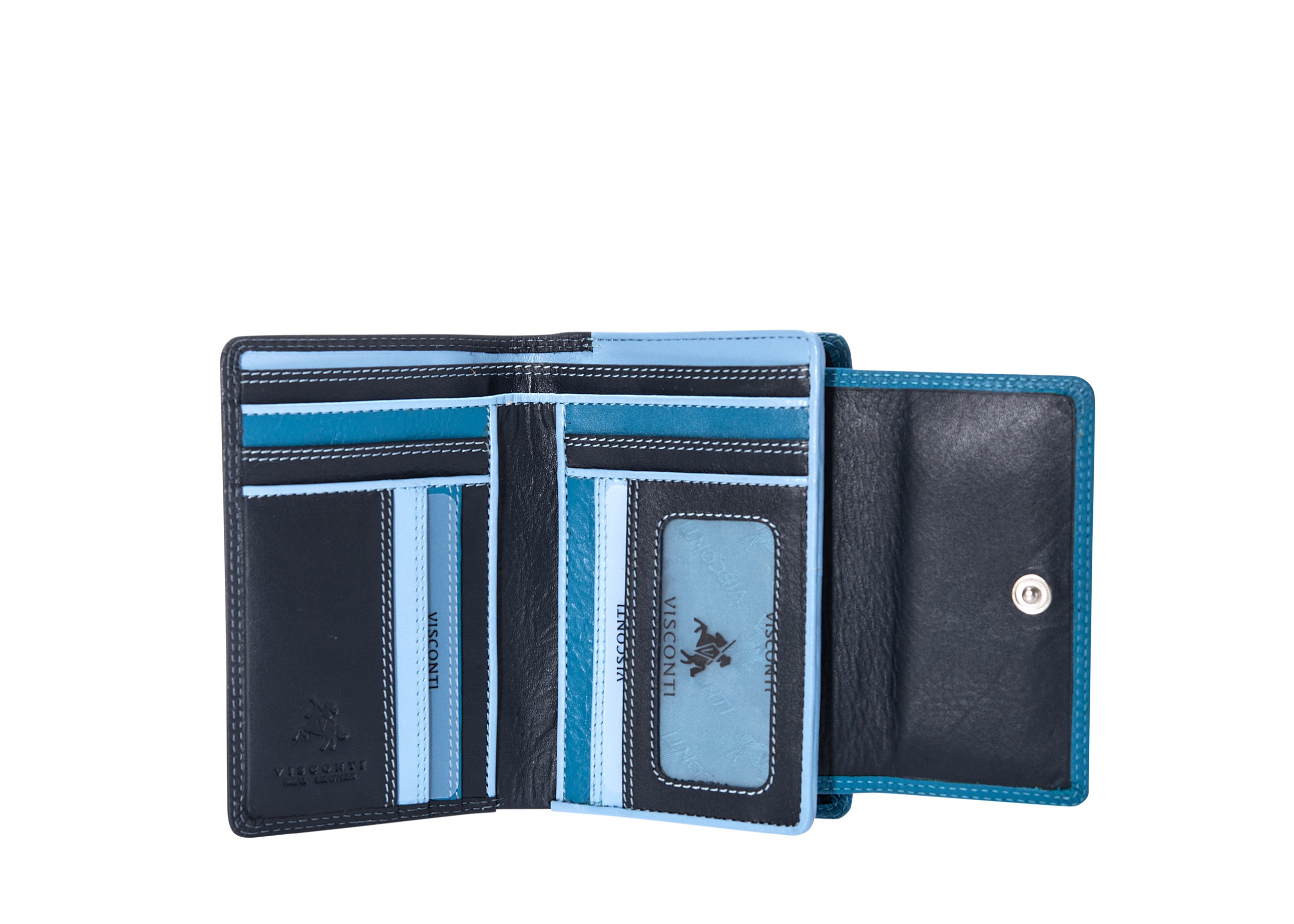 Visconti RB98 Multi Colored Soft Leather Ladies/Girls Compact Bifold Wallet & Purse (Blue)