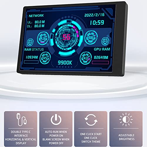Lyzeous 1 Set Secondary Screen Computer Monitor for Mini ITX Case 3.5 Inch IPS CPU GPU RAM HDD Monitoring USB Display AIDA64 White