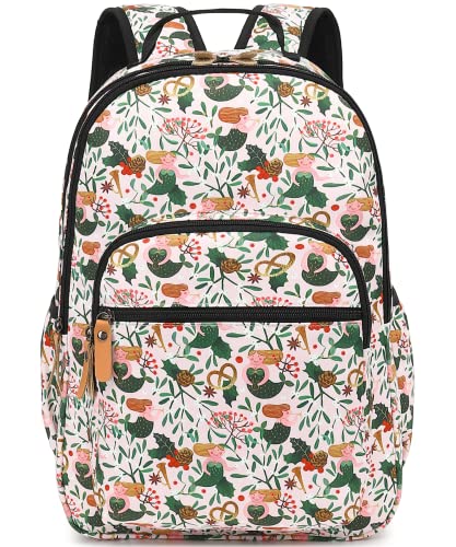 Leaper Water-resistant Cute Mermaid Laptop Backpack Travel Bag College Backpack Satchel Light Pink