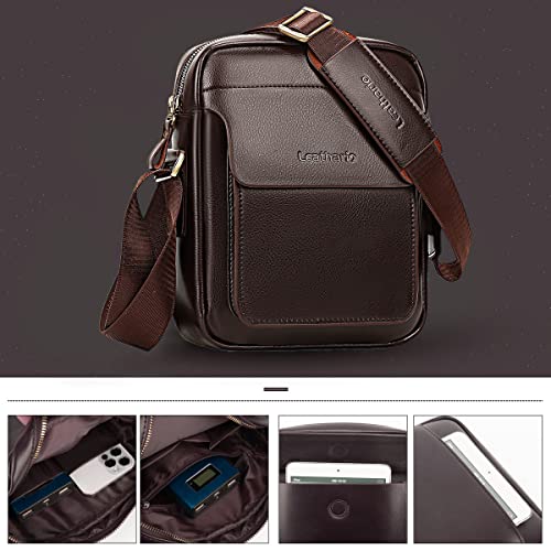 Leathario Men's Crossbody Bag Leather Shoulder bag For Men Messenger Sling Bag For Work Business Satchel Travel