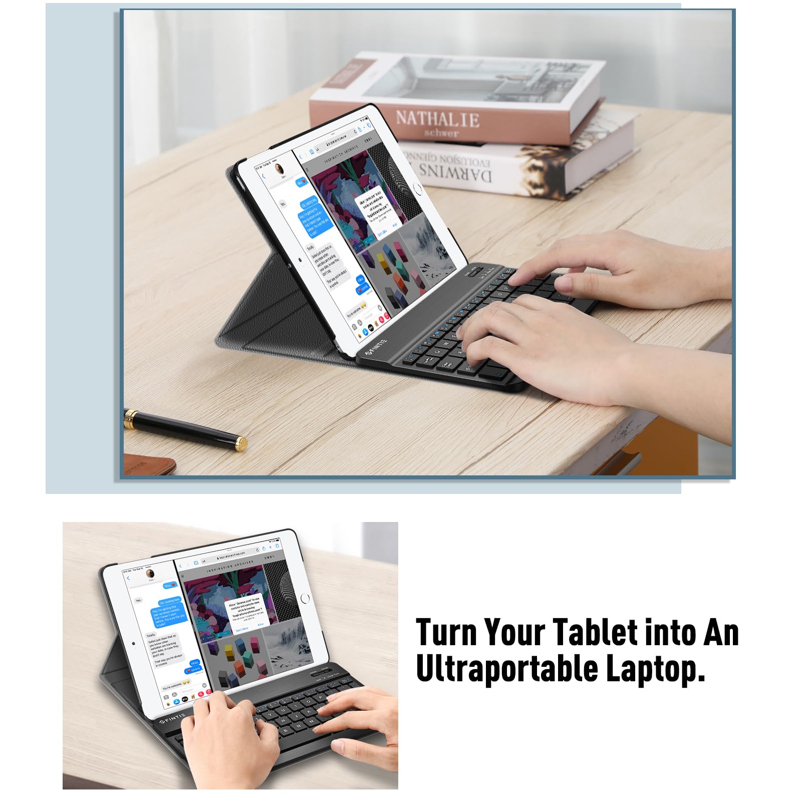 Fintie Keyboard Case for iPad 9.7 2018/2017 / iPad Air 2 / iPad Air - Slim Shell Stand Cover w/Magnetically Detachable Wireless Bluetooth Keyboard for iPad 6th / 5th Gen, Navy