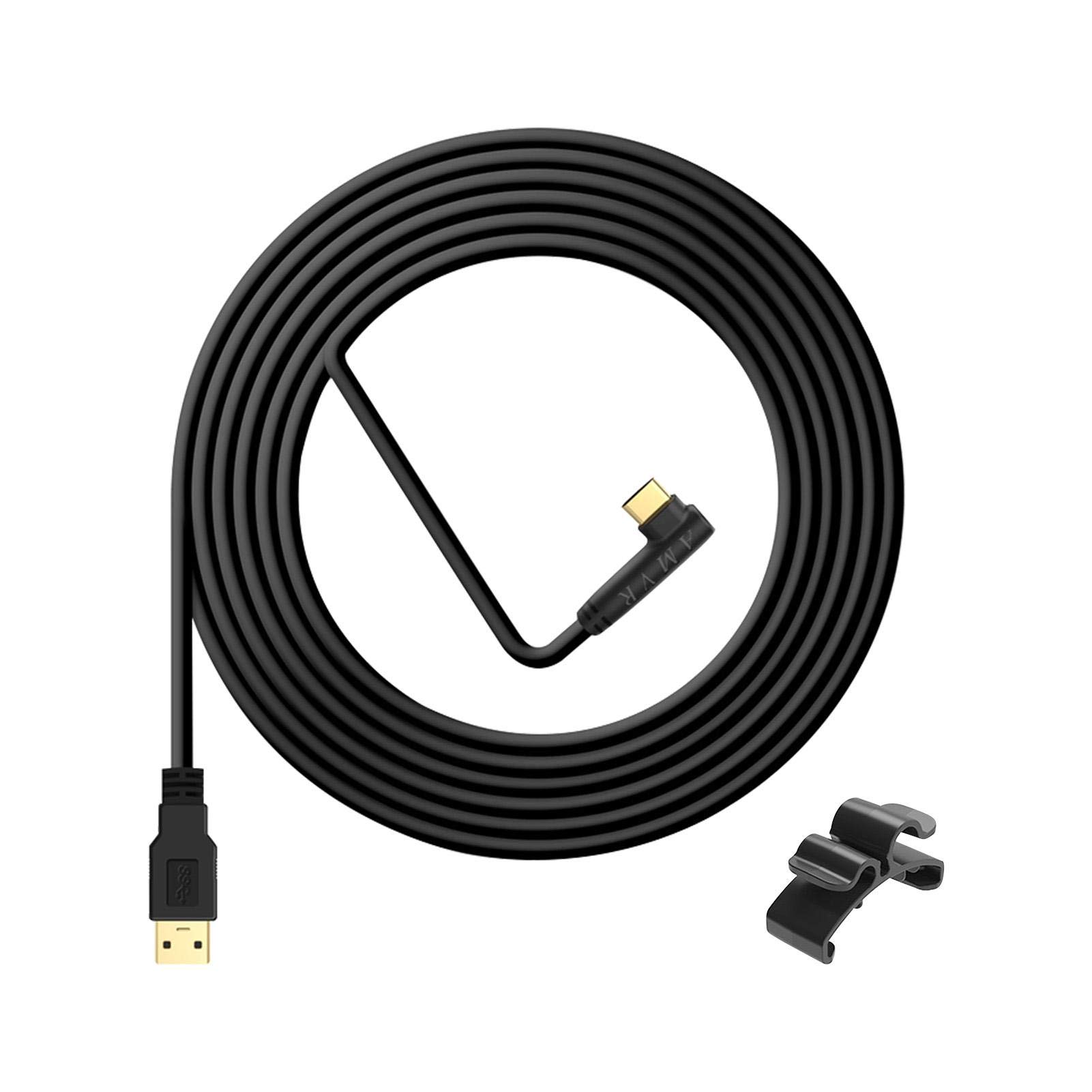 EKDJKK Link Cable, VR Headset Accessories for Oculus Quest/Quest 2 Headset, 16ft (5M) Cable for PC Gaming, Charging High Speed Data Transfer, USB-A to USB-C Link Cable with Fixing Clip
