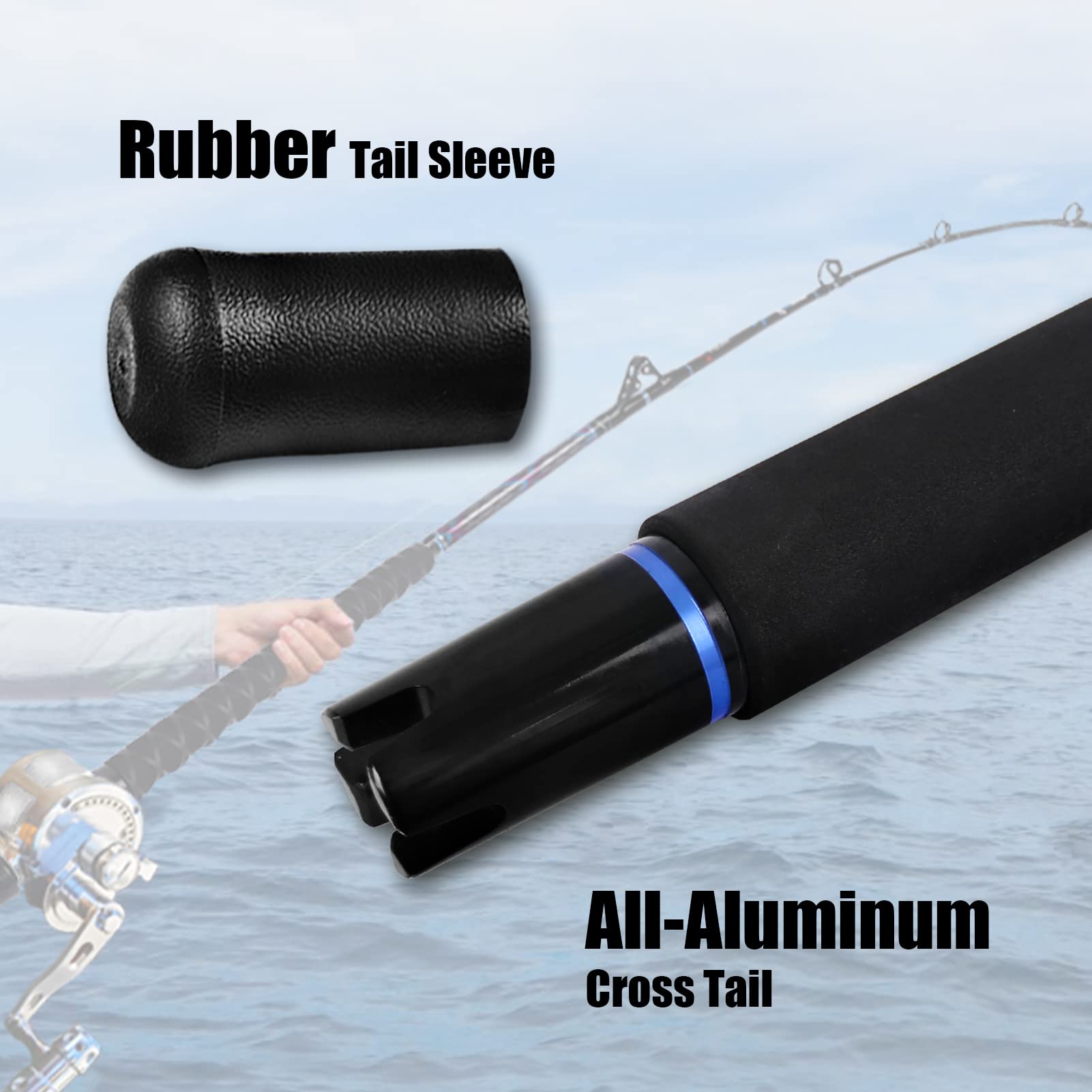 Fiblink 1-Piece Trolling Rod Saltwater Deep Dropper 6-Feet Big Game Rod Conventional Boat Fishing Pole (30-50Lbs)