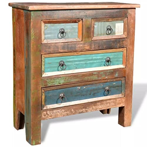 MAXCBD Nightstand Bedside Table Drawer Cabinet Reclaimed Cabinet Solid Wood with 4 Drawers Cabinet with 4 Drawers Offers You Storage Space Storage Tower Dresser
