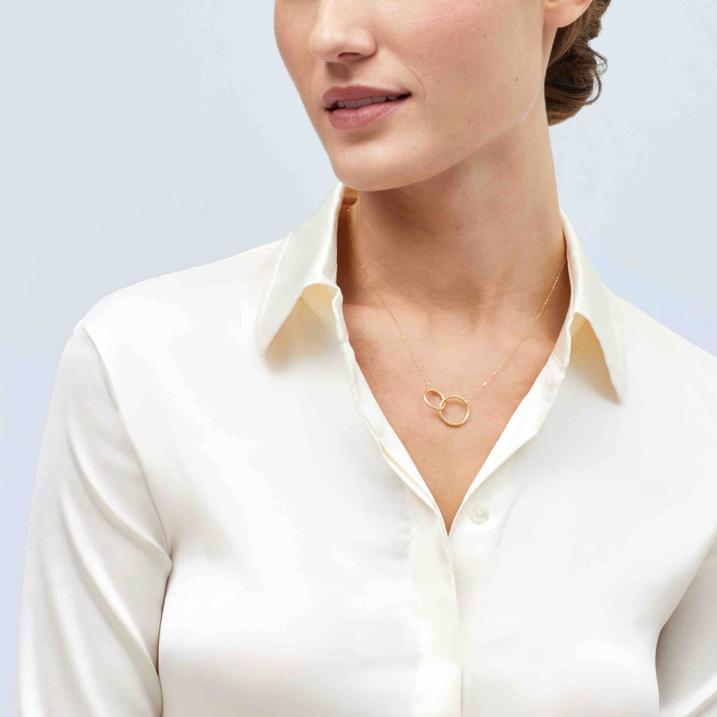 Eternity Gold Interlocking Rings Necklace in 10K Gold