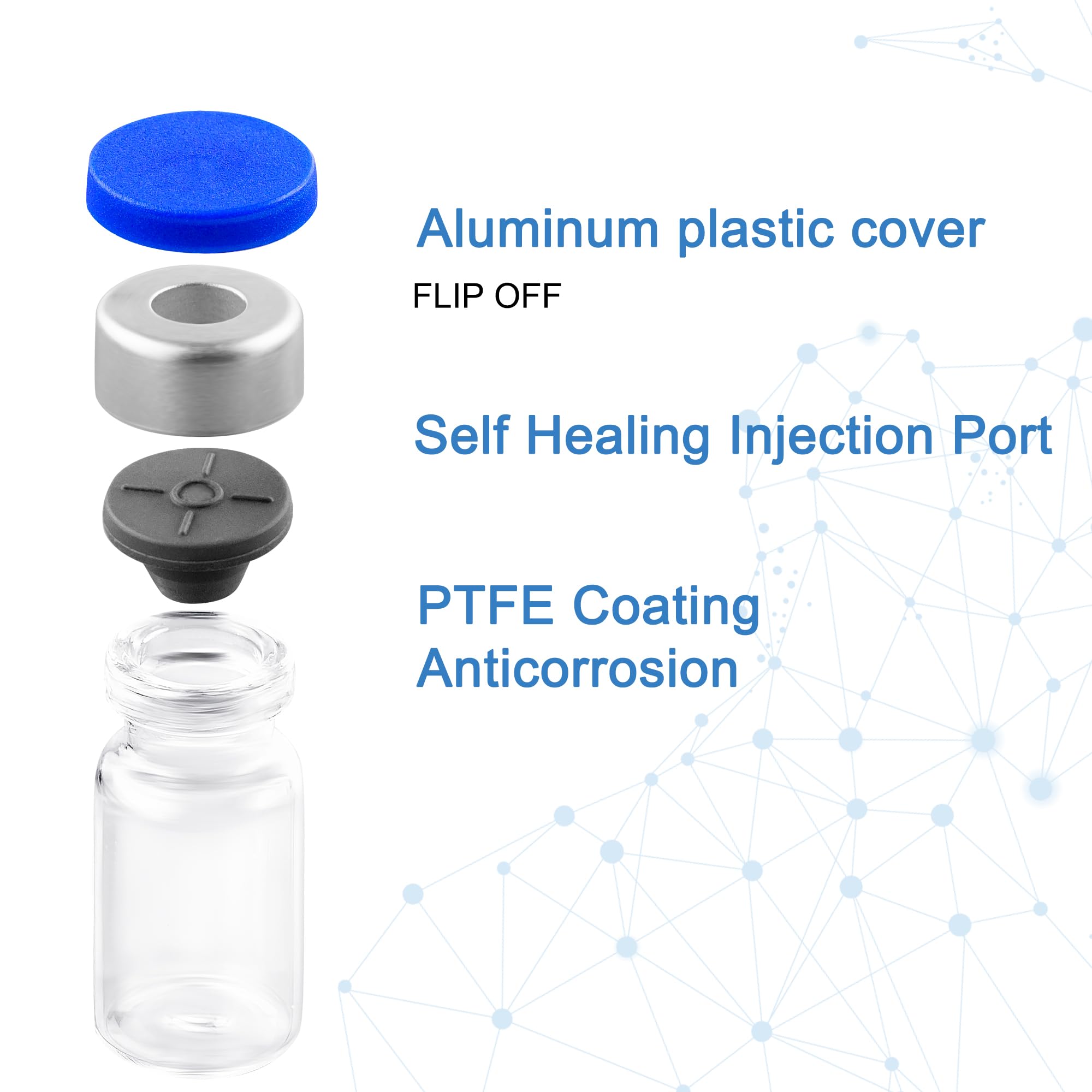 LZHNB 10Pcs 5ml Sealed Vials for Injection, Empty Vial with Self-Healing Injection Port, Transparent Glass Vials with Cap
