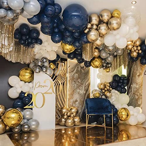PartyWoo Black and Gold Balloon Garland Kit 100 pcs and 6 pcs Disco Silver Foil Balloons