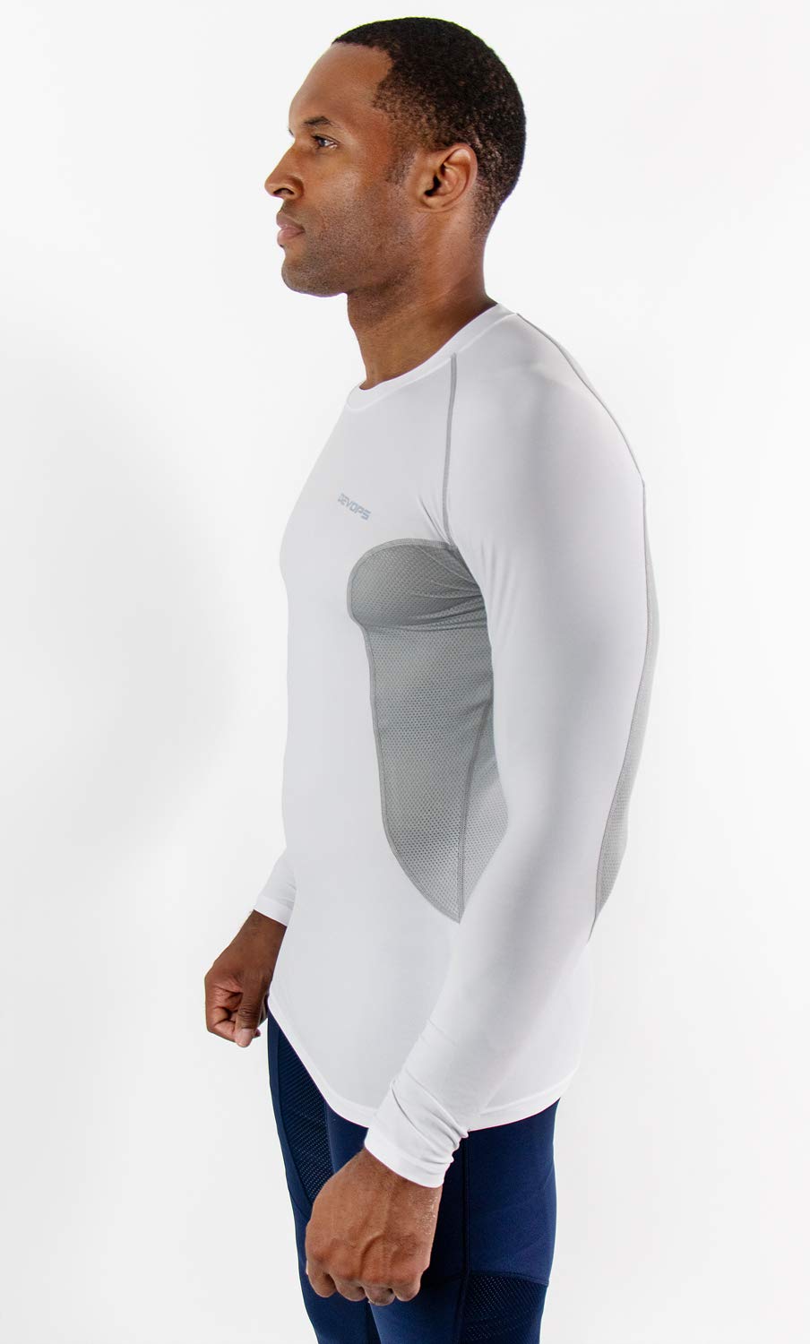 DEVOPS 3 Pack Men's Athletic Long Sleeve Compression Shirts (X-Large, White/White/White)