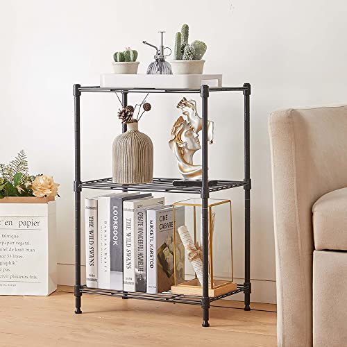 MZG Steel Storage Shelving 3-Tier Grey Utility Shelving Unit Steel Organizer Wire Rack for Home,Kitchen,Office (18-in W x 12-in D x 26-in H)