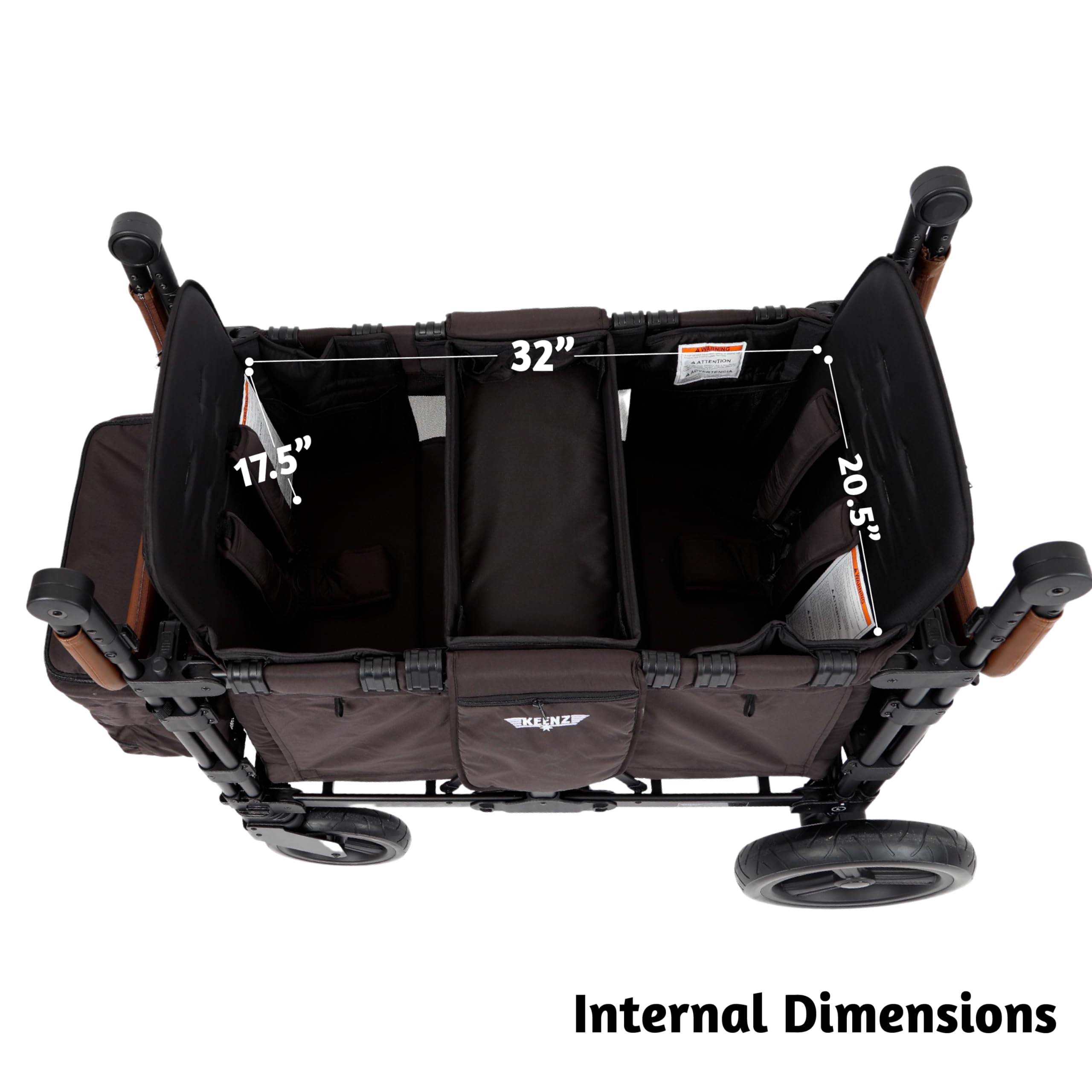 Keenz XC Plus 4 Passenger Foldable Luxury Stroller Wagon with Mesh Canopy and Sides, Roll Down Black Out Panels, Storage Pockets, and Snack Tray, Charcoal