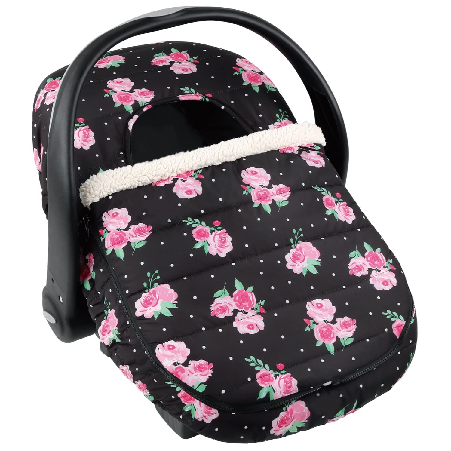 The Peanutshell Car Seat Cover for Baby Girls,Floral Rose, Winter Carseat Canopy Car Seat Cover