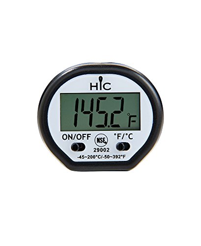 HIC KItchen Roasting Instant-Read Digital Meat Thermometer, Shatterproof LCD Display, Stainless Steel with Protective Sheath and Internal Temperature Chart
