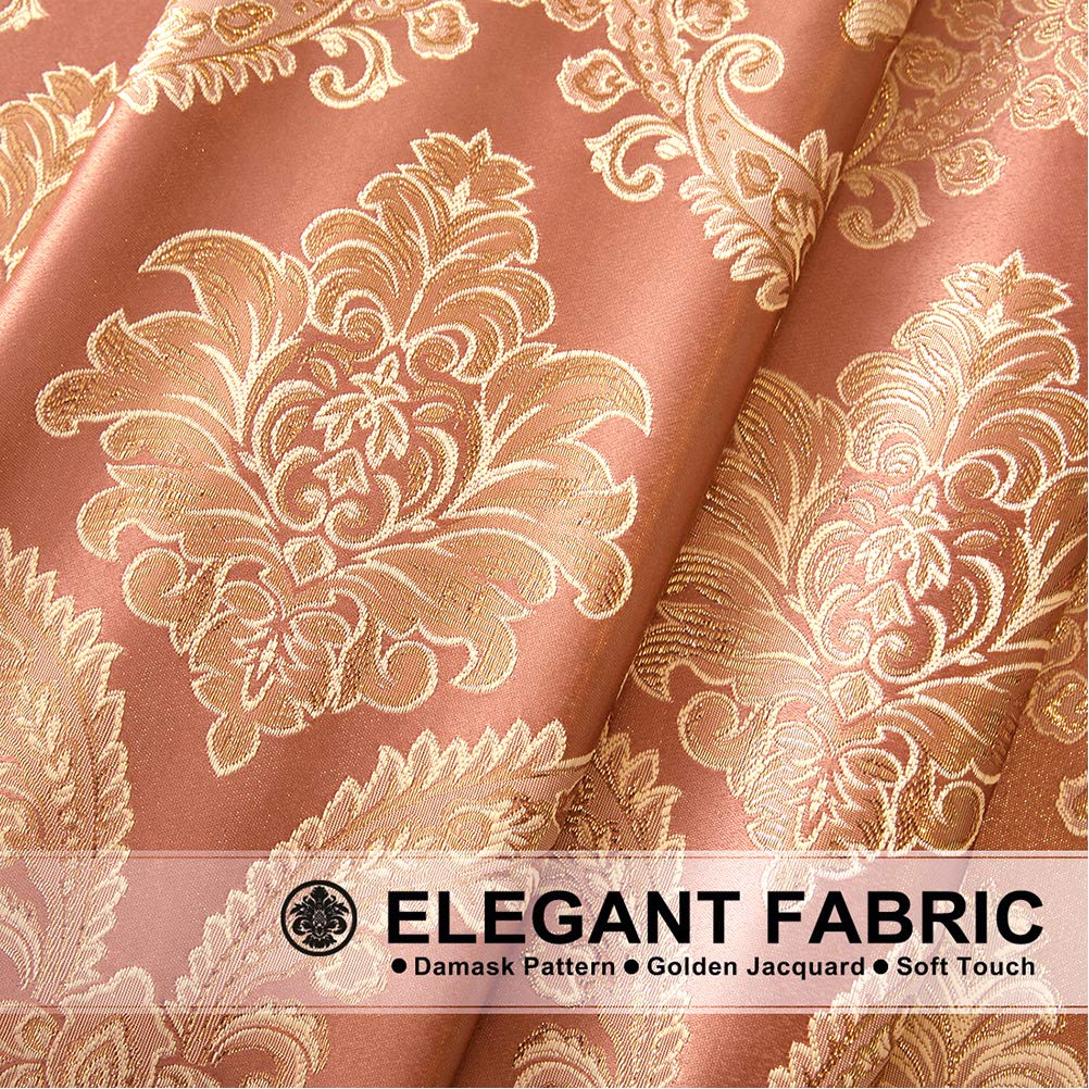 ELKCA Single Swag Waterfall Valance for Window Jacquard Damask Curtain Valance for Living Room Luxury Window Curtains for Kitchen,Pack of 1(Damask-Coffee, 30" W x 22" L)