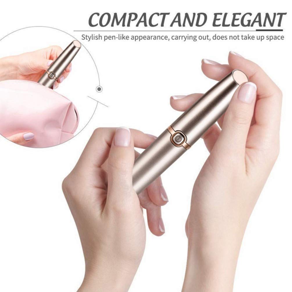 Eyebrow Hair Remover, Electric Eyebrow Trimmer Epilator for Women, Portable Painless Eyebrow Razor with Light, Rose Gold