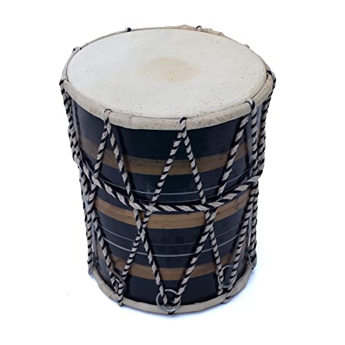 Handmade Wooden & Leather Classical Indian Folk Tabla Drum Set Hand Percussion Drums World Musical Instruments Punjabi Dhol Dholak Dholki 8 x 6 Inches Fun Birthday Housewarming Gift Ideas