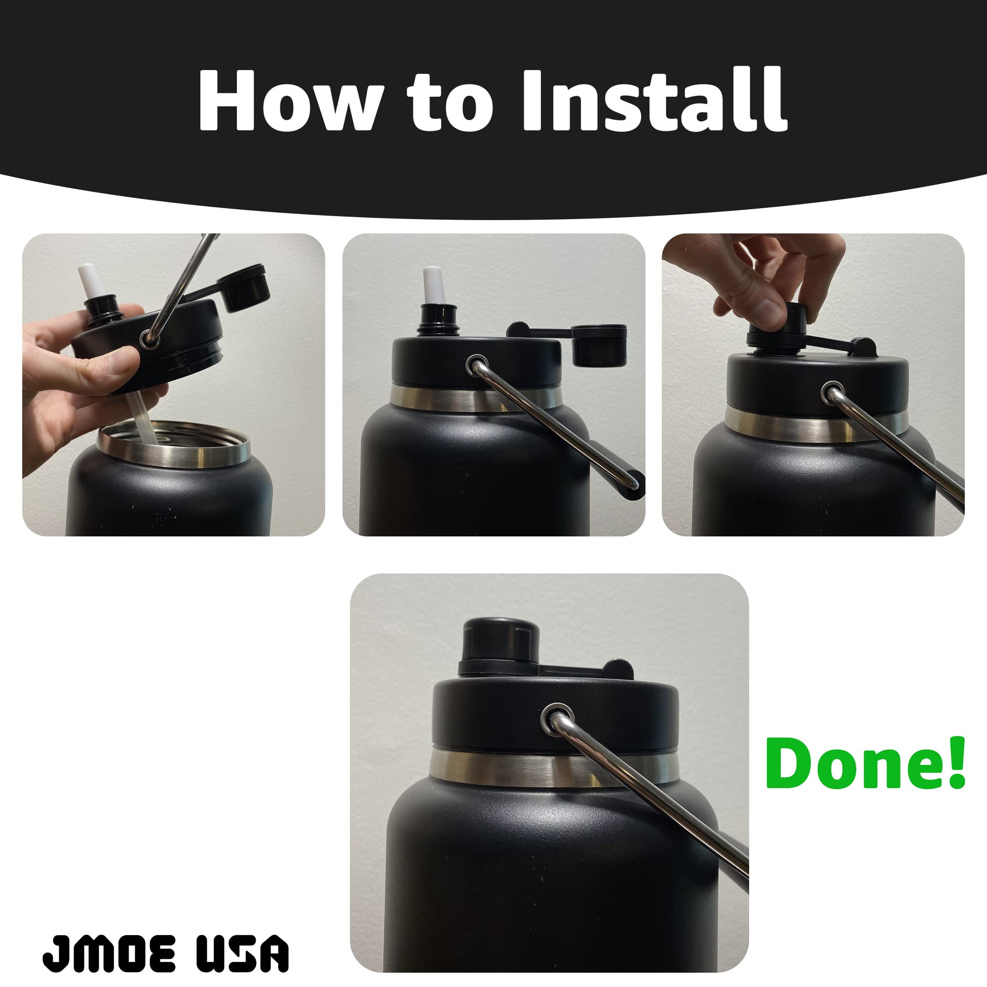 Jmoe USA Straw Adapter Kit for RTIC Jugs | 5-Pack of Reusable BPA Free Straws | Includes Cleaning Brush | Food-Grade Plastic | Compatible With Jug Lid | Easy to Clean (Half Gallon)