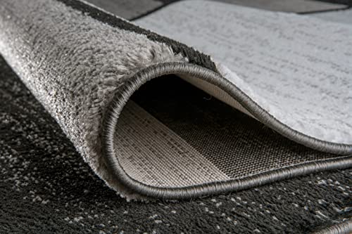 Rugshop Contemporary Modern Boxes for Home Office,Living Room,Bedroom,Kitchen Non-Shedding Area Rug 7' 10" X 10' 2" Gray