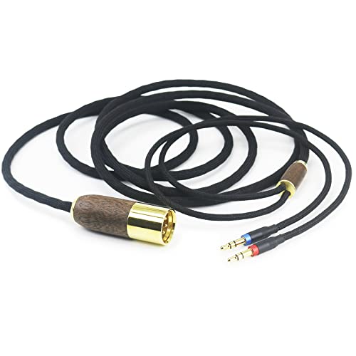 NewFantasia 4-pin XLR Balanced Cable 6N OCC Copper Silver Plated Cord Walnut Wood Shell Compatible with Hifiman Sundara, Ananda, Arya, HE400SE, HE4XX, HE-400i Headphone (2 x 3.5mm Version) 2.1m