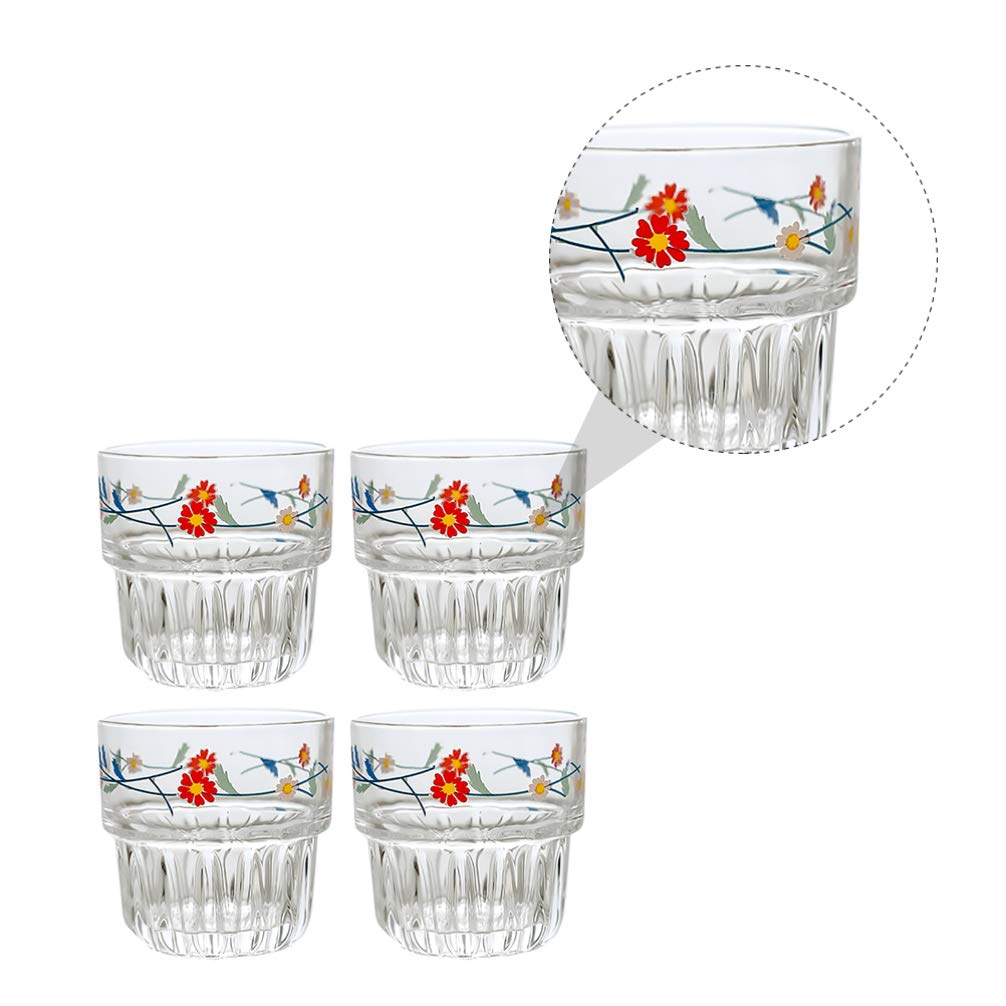 Hemoton 4PCS Romantic Water Glasses Drinking Glasses Tumblers Vintage Glassware for Juice Beverage Beer Cocktail Red