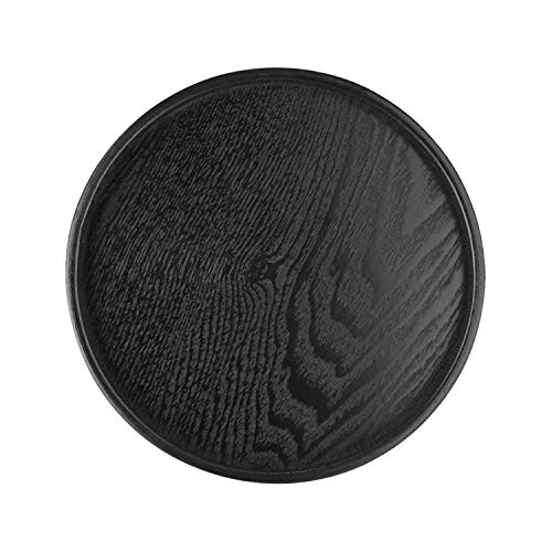 Rive Round Solid Wood Serving Tray, Non-Slip Tea Coffee Snack Plate Food Meals Serving Tray with Raised Edges for Home Kitchen Restaurant(13inch,Black)