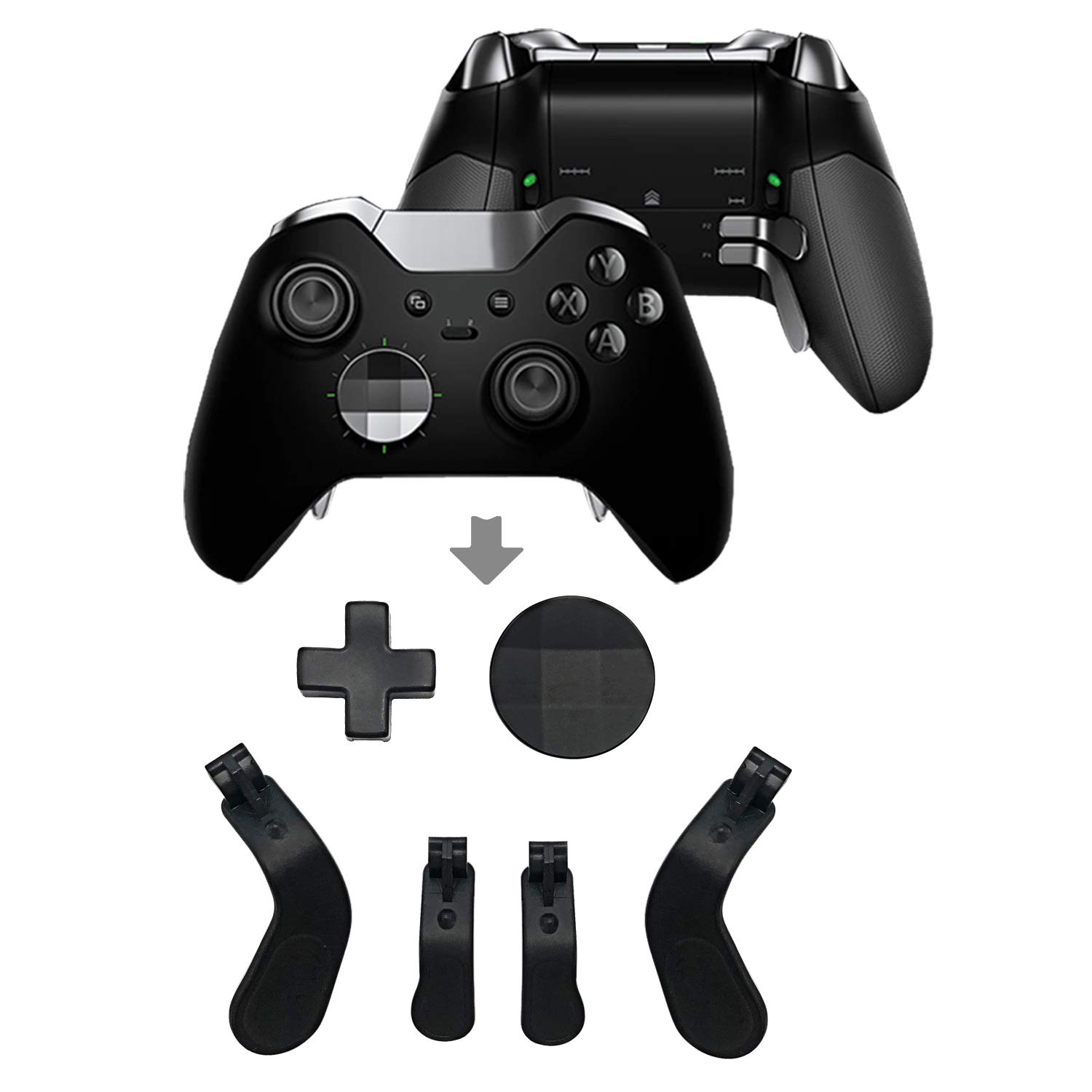 Elite Controller Replacement Parts, Xbox One Elite Series 2 Accessories, Elite Series 2 Kit, Metal 4 Paddles and 2 D-Pads for Xbox Gaming Accessories (Black)…