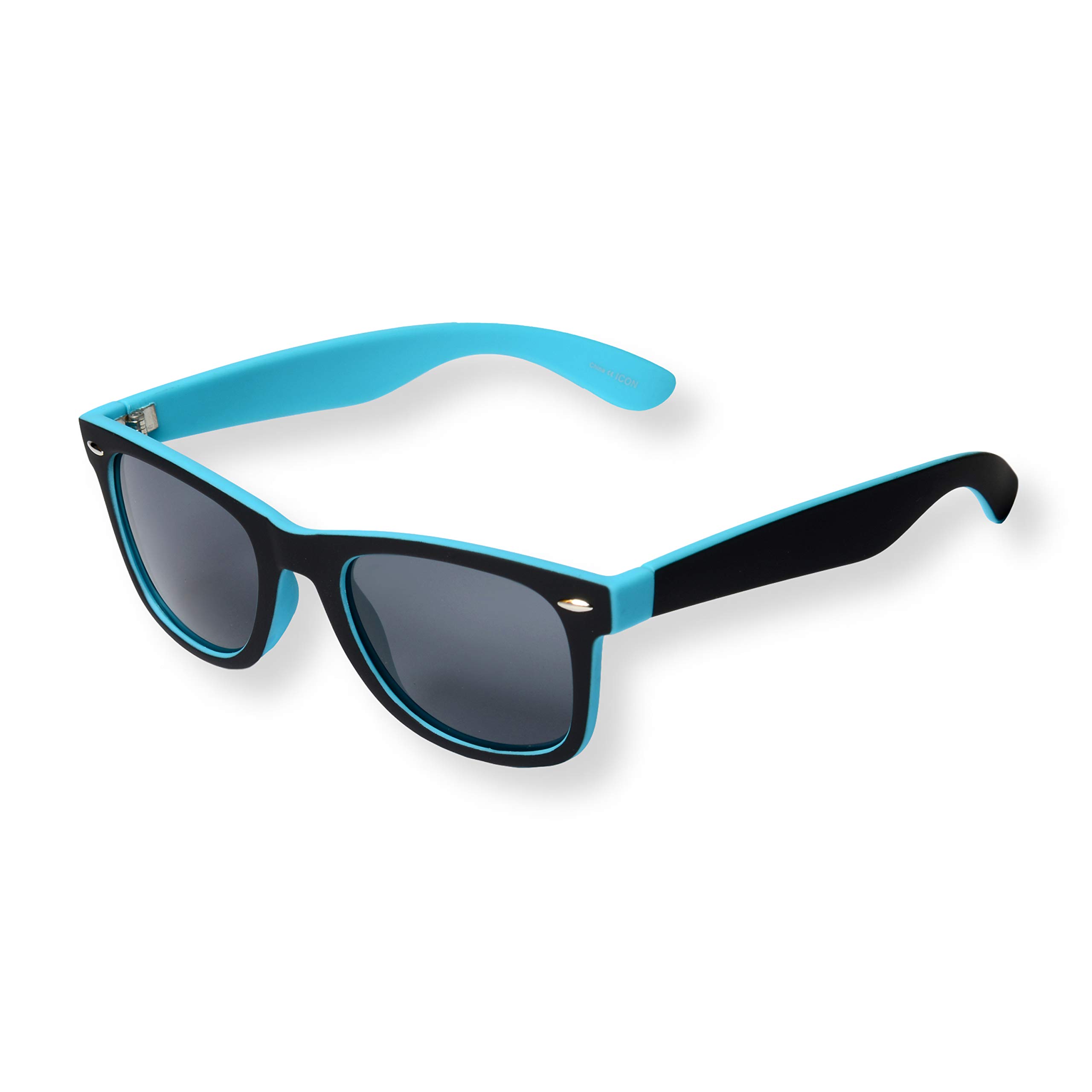 EVEE Unisex Iconic RUBBERIZED BLUE/BLACK UNISEX SQUARE POLARIZED SUNGLASSES + EVEE LIMITED EDITION CASE + MICROFIBER CLEANING CLOTH (E-ICPPBLGY) (Blue, GREY)