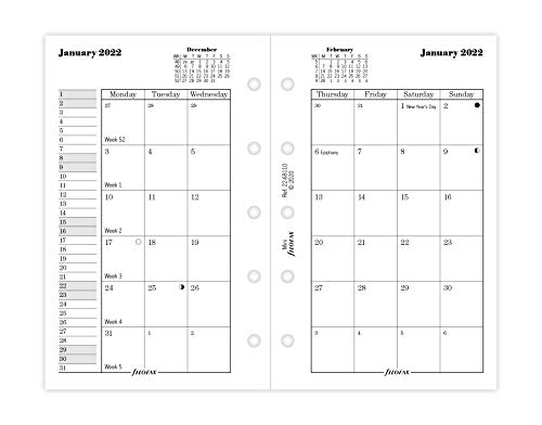 Filofax Mini Month on Two Pages English Diary - 2022, 22-68110