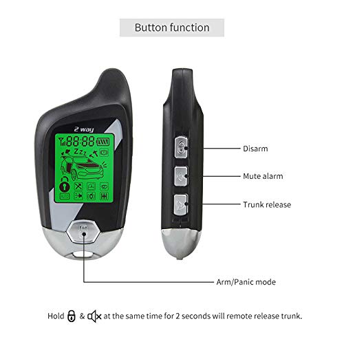 EASYGUARD EC203 2 Way car Alarm System with LCD Pager Display, ultrasonic Sensor & Shock Sensor DC12V