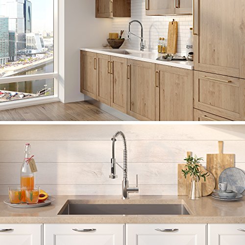Kraus KHU100-30-1610-53CH Set with Standart PRO Stainless Steel Sink and Bolden Commercial Pull Faucet in Chrome Kitchen Sink & Faucet Combo, 30 Inch