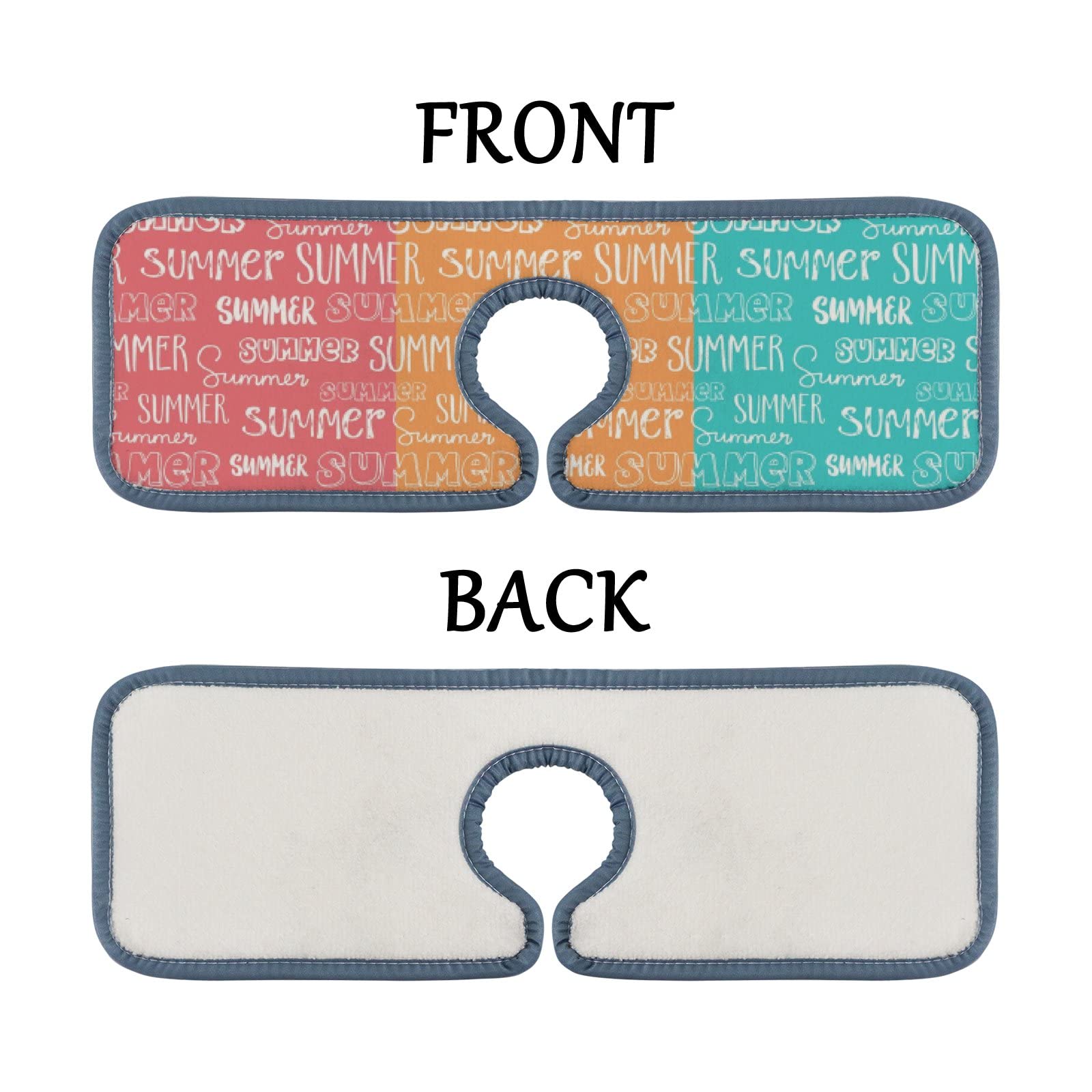 Kitchen Faucet Mats 4 Pieces Summer Funny Letters Absorbent Faucet Sink Splash Guard Bathroom Counter and RV,Faucet Counter Sink Water Stains Preventer