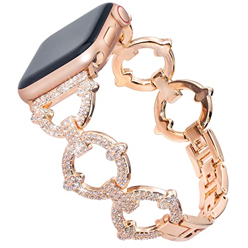 LETOID Band Compatible with Apple Watch Band 38mm 40mm 41mm 42mm 44mm 45mm 49mm, Jewelry Metal Strap with Bling Diamond Rhinestone Bracelet Wristband for iWatch Series 9 8 7 6 5 4 3 2 1 SE