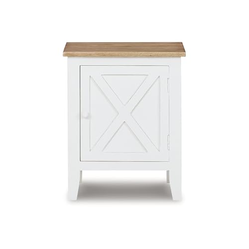 Signature Design by Ashley Gylesburg Farmhouse Accent Cabinet, End Table or Nightstand, 25" Tall, White