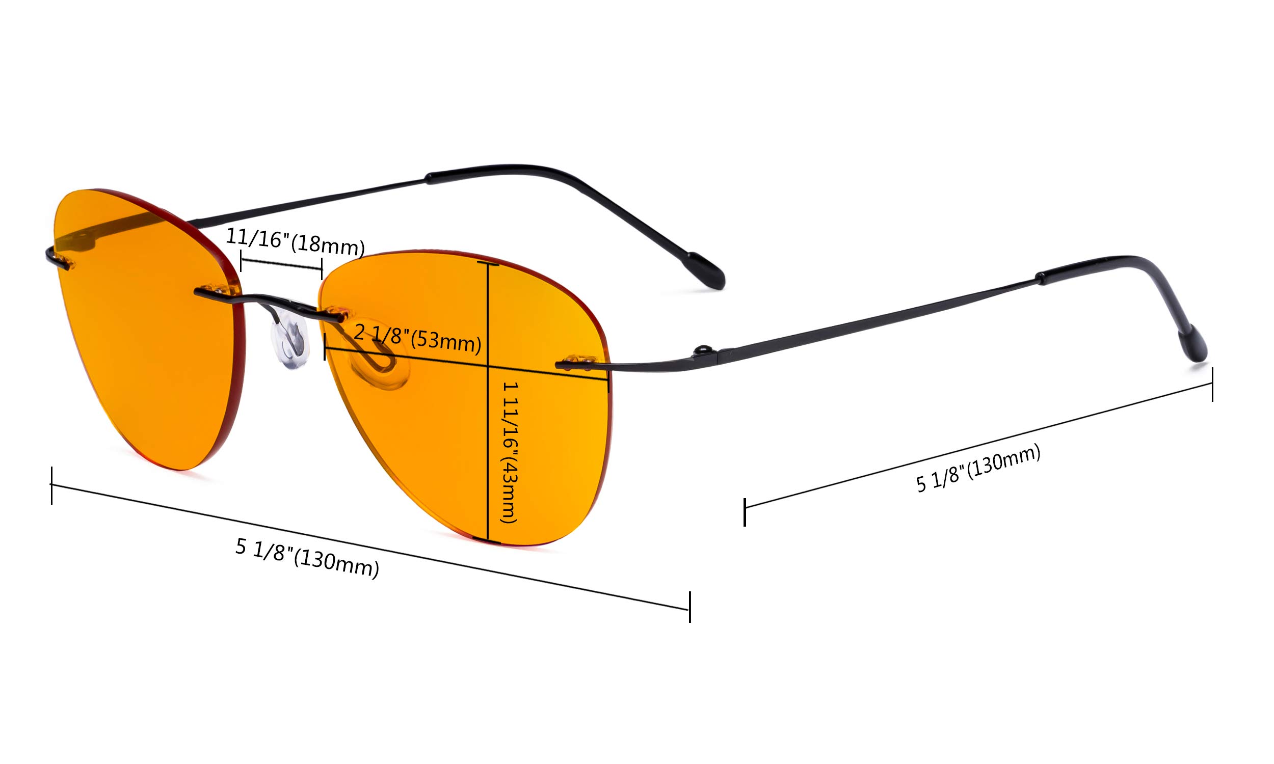 Eyekepper Computer Glasses Blue Light Blocking with Orange Tinted Filter Lens for Nighttime Sleeping -Rimless Pilot Eyeglasses Anti UV Rays Glare Women,Gunmetal