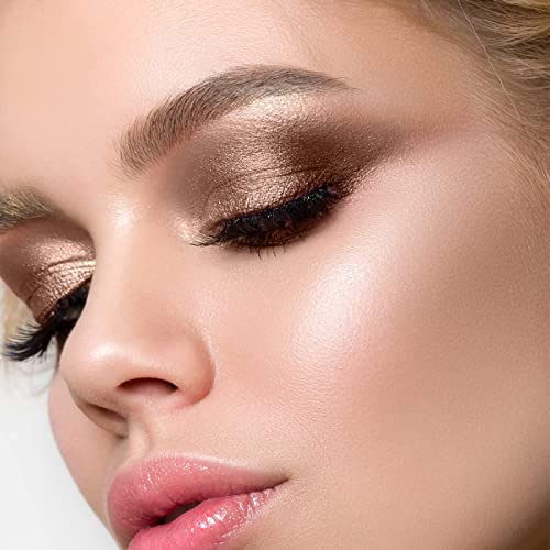 EYESEEK Liquid Eyeshadow Metallic Brown Eye Makeup Set, Brilliant Cream Gel Highlighter Shimmer Glitter Shadow Champagne Blush Brightener Eyeliner, Rose Gold Eyes Liner Make Up Kit Holographic Sets
