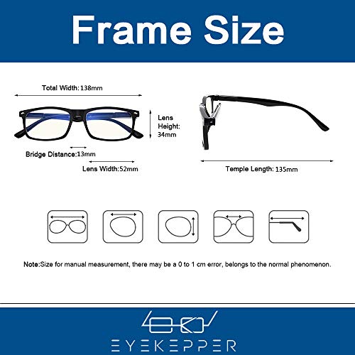 Eyekepper Computer Glasses Men UV420 Protection Transparent Lens Reading Glasses Women 0.00x in Black