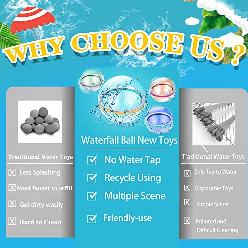 FA FIGHTART 3pcs Magnetic Water Balloon Bomb Splash Balls Self Sealing Quick Fill Silicone Reusable Pool Party Game Summer