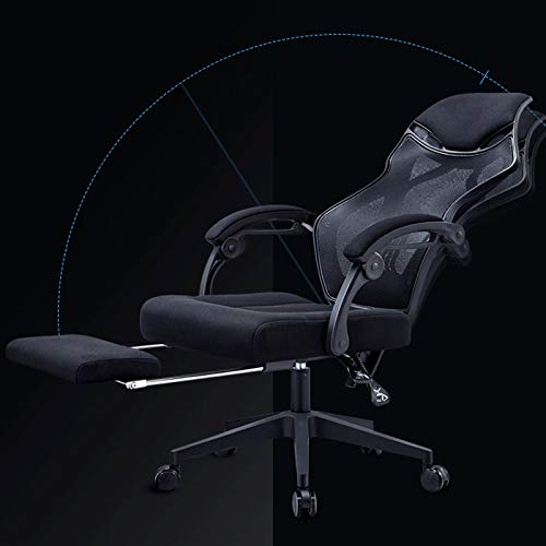 DOUBAO Reclining Office Chair - 300 LB Capacity Ergonomic Computer Mesh Recliner, Executive Swivel Office Desk Chair, Task Chair with Hidden Footrest and Lumbar Support,Black Footrest (Size : Black
