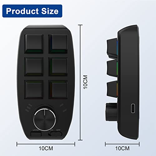 MACIMO RGB Custom Knob Keyboard 6 Key 1 Knob Gaming Mini Keyboard Copy Paste Keypad Wired White