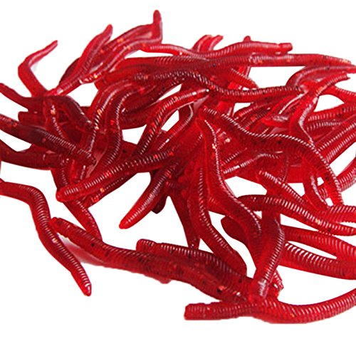 Fun Gifts for Men Soft Pcs Red Worm Earthworm Tackle Crankbaits 100 Hooks Fishing Fishing