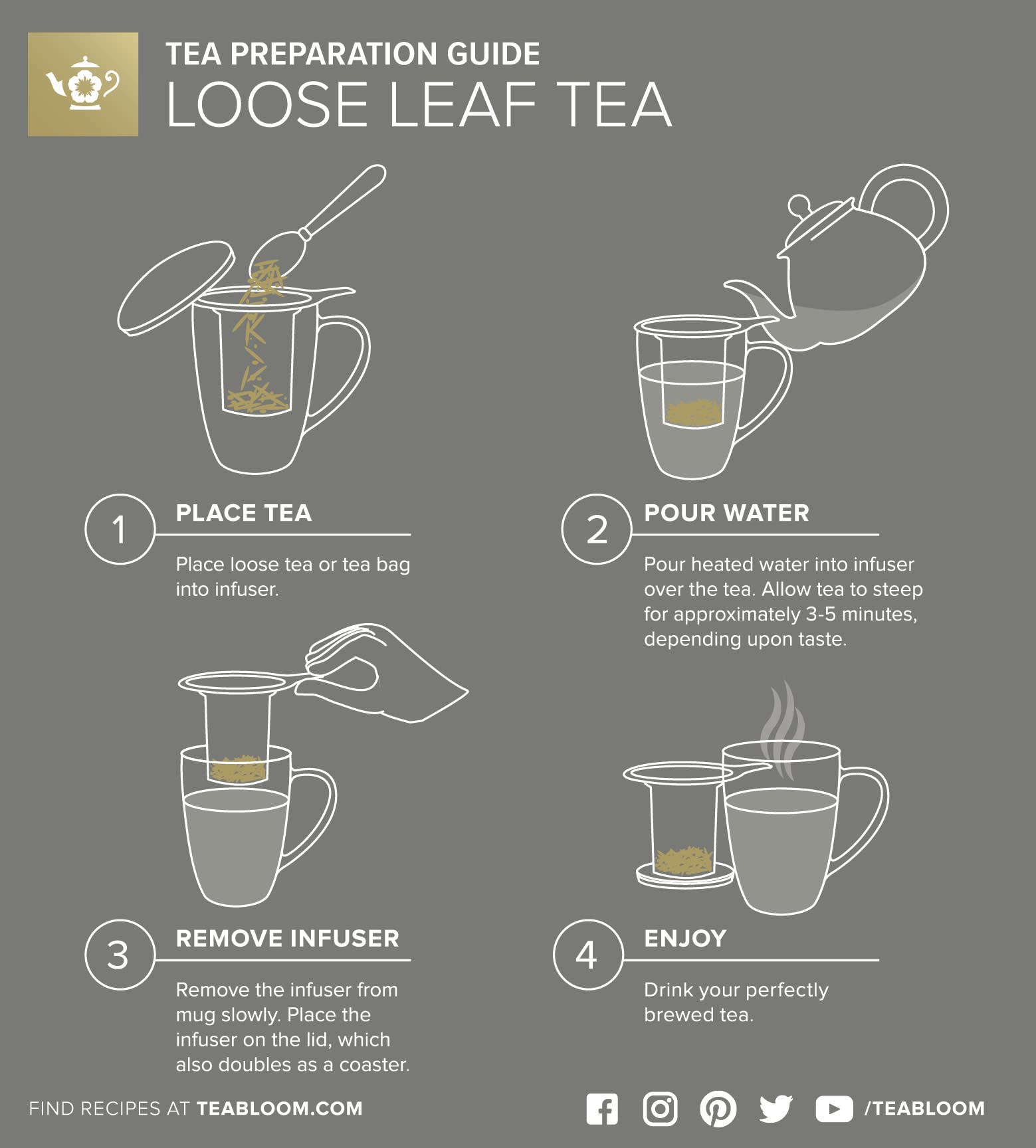 Teabloom Double-Wall Borosilicate Glass Mug with Stainless Steel Infuser and Lid β 15 OZ / 430 ML β 2 Gourmet Tea Flowers Included