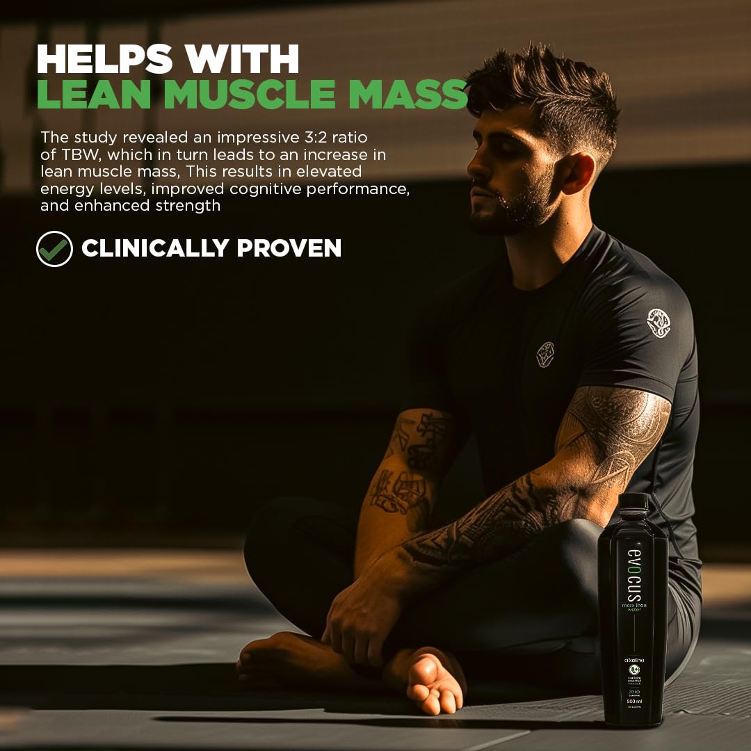 Evocus Black Alkaline Water | 8+ pH Water | Infused with Essential Minerals | Keeps you Hydrated | PACK OF 6 * 500 ml EACH | ZERO SUGAR | ZERO CALORIES | ZERO CARBS | ZERO CAFFEINE