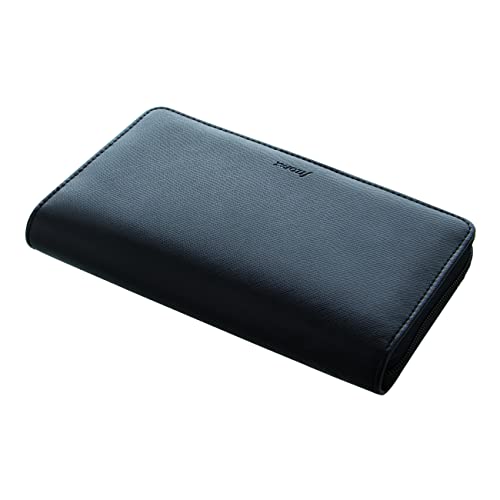 Filofax Saffiano Zip Organizer, Personal Compact Size, Black - Cross-Grain, Leather-Look, Six Rings, Week-to-View Calendar Diary, Multilingual, 2022 (C028775-22)