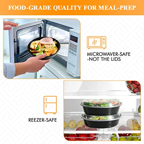 MUCHII [50 Pack Meal Prep Container, 24 oz Round To Go Containers with Lids, Plastic Containers for Food Microwave and Freezer Safe.