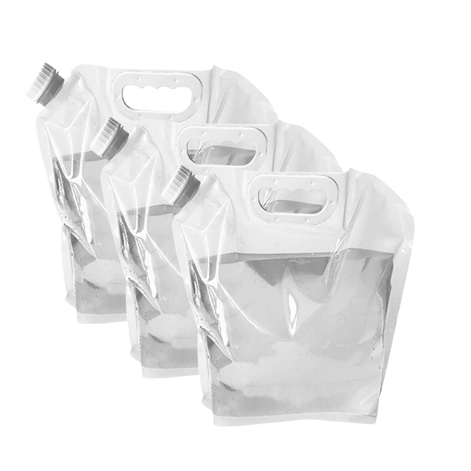 Ellsang Collapsible Water Container Bag, 1.3Gal BPA Free Water Storage Bladder, Outdoor Folding Freezable Water Storage Bag for Hiking Picnic BBQ Hurricane Emergency(Transparent)