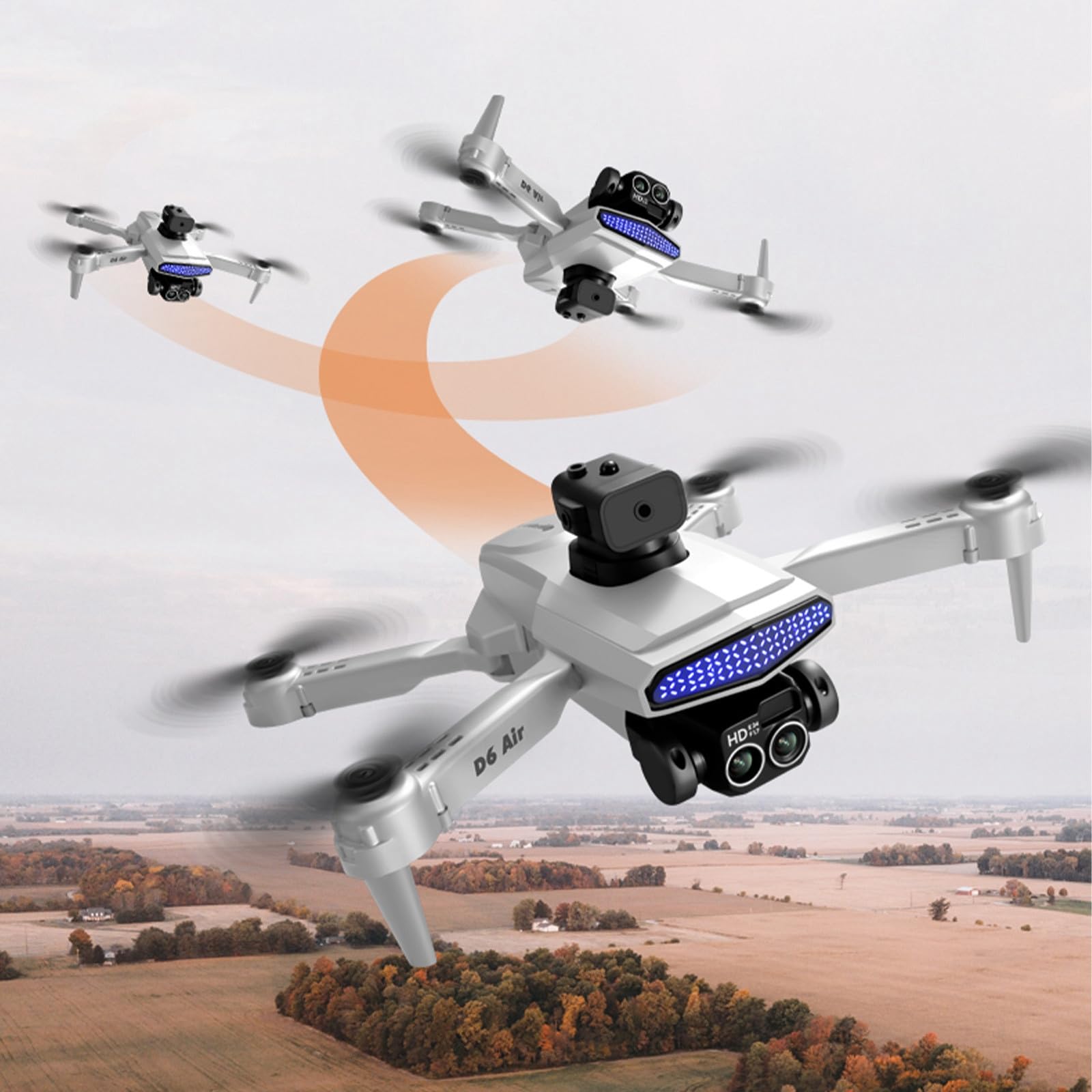 Drone Rc Quadcopter With 4k Hd Fpv Camera Three Lens Wifi Remote Control Aerial Drone Multirotors Circle Fly Altitude Hold Headless Mode Start Speed Gifts Toys
