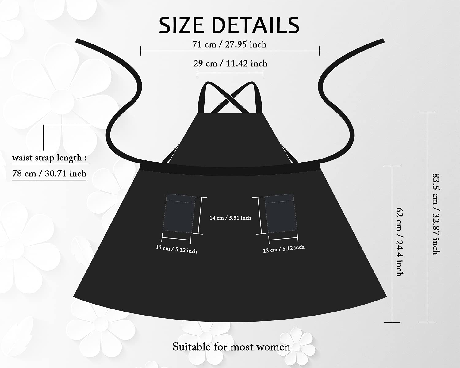 INNIFER linen Aprons for women with pockets Apron dress Cross Back Apron Work Apron for Cooking,Baking,Gardening
