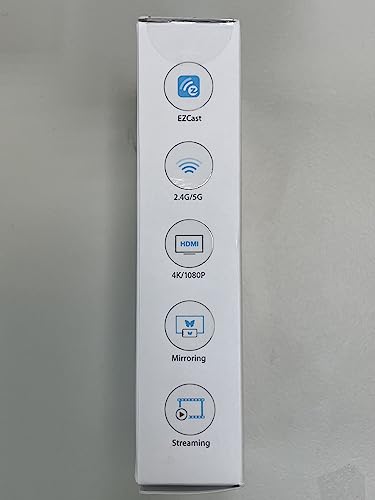 EZCast 2 Wireless Display Receiver, Streaming YouTube, Supports 2.4/5GHZ WiFi, Compatible with Android, iOS, Windows, MacOS, DLNA, Miracast, Airplay mirroring