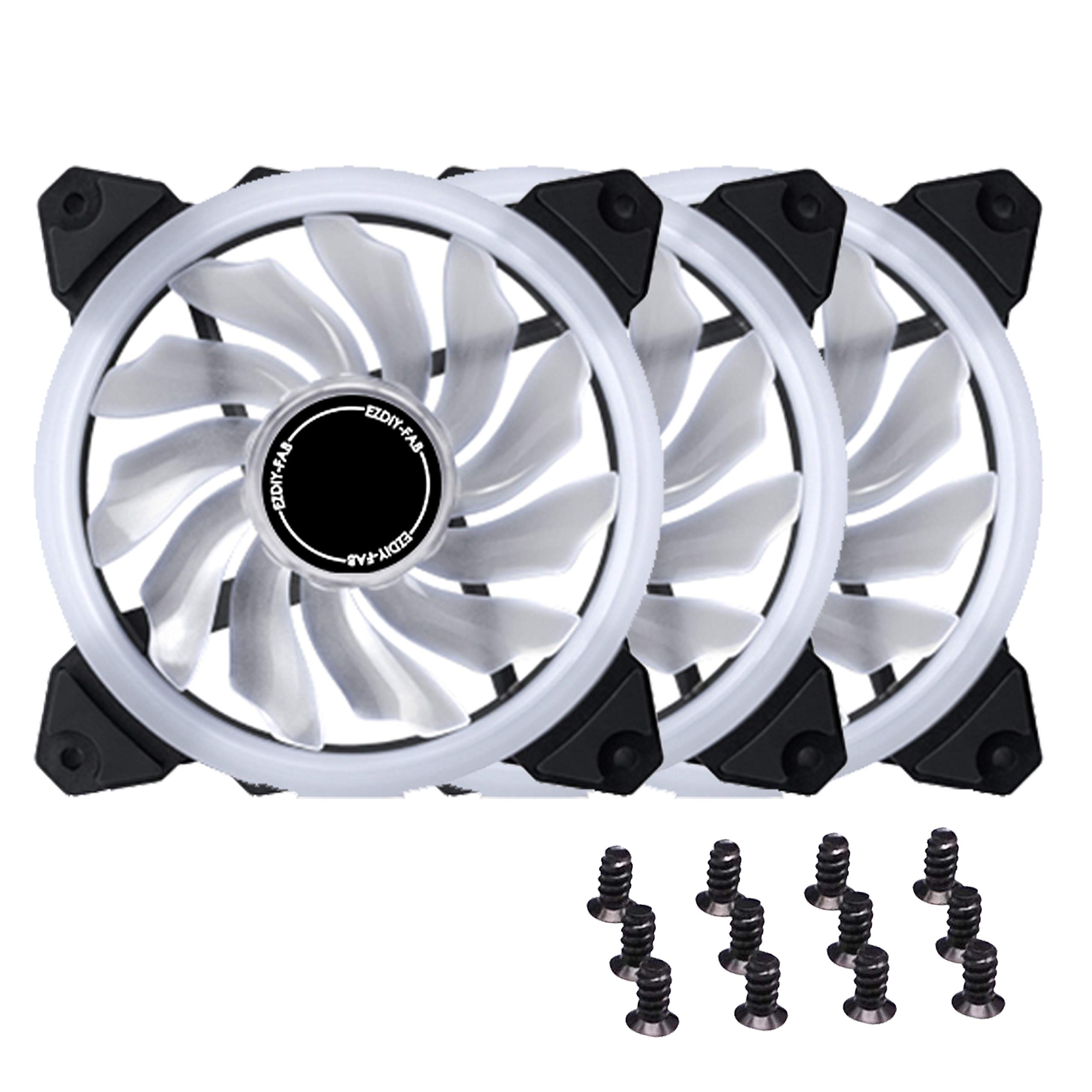 EZDIY-FAB 120mm PWM Blue LED Ring Fan,Blue LED PWM Case Fan for PC Case,CPU Cooler and Radiators,4-Pin 3 Pack