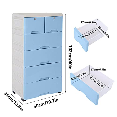 Storage Cabinets, 6 Drawer Storage Organizer Plastic Cabinet with Wheels Freestanding Storage Cupboard for Children's Room Kitchen Bathroom