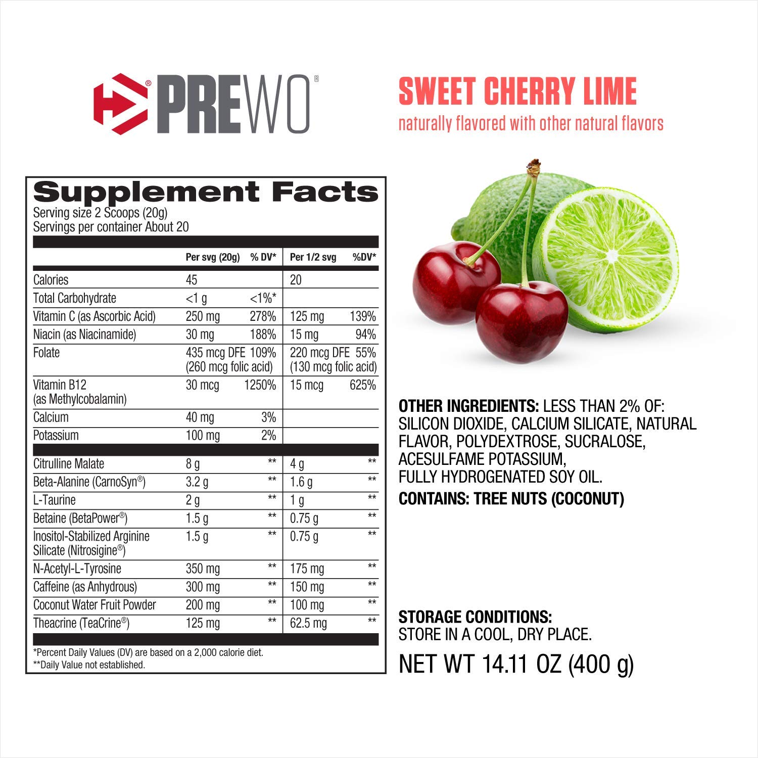 Dymatize Pre Workout Supplement, Chilled Fruit Fusion, 400 Gram